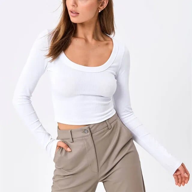 White long sleeve crop store