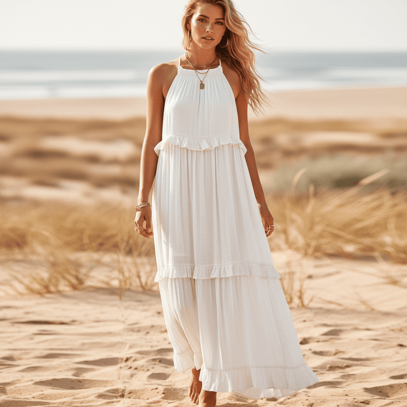 Ruffle Pullover Boho Summer Maxi Dress – Boho Beach Hut