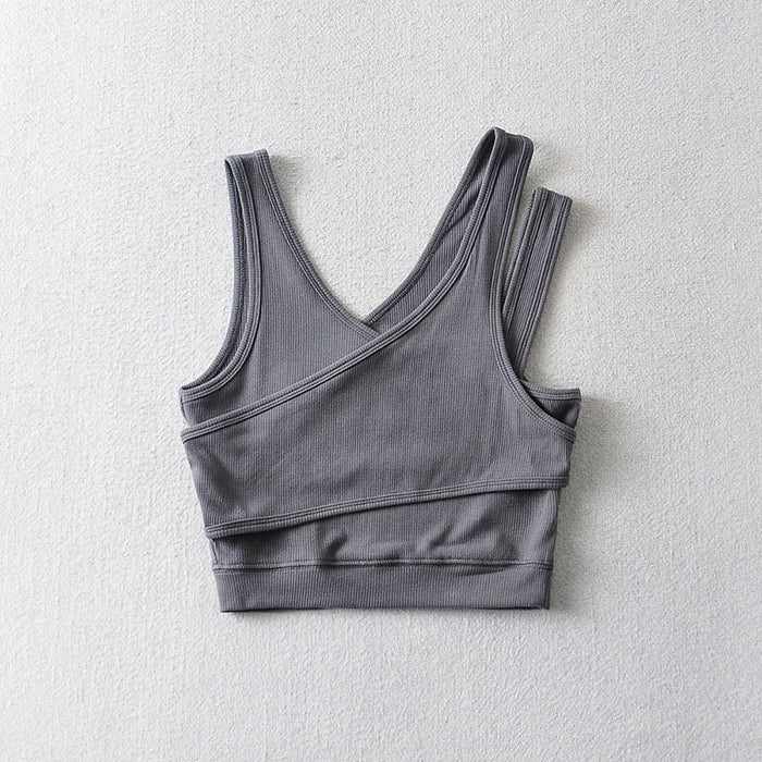 Boho Ribbed Crop Top – Sleeveless V-Neck Stretch Fit Tank – Boho Beach Hut